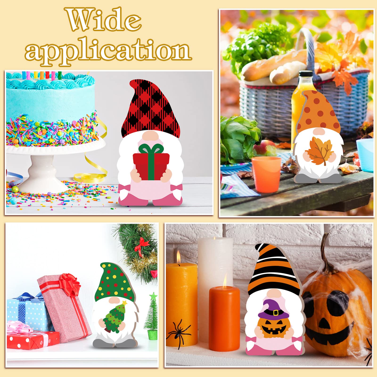 30 Pieces Holiday Interchangeable Easter Wooden Gnome Decor DIY Saint Patrick Seasonal Tiered Tray Decoration with Magnet Swappable Detachable Hats Changeable Welcome Sign for Home