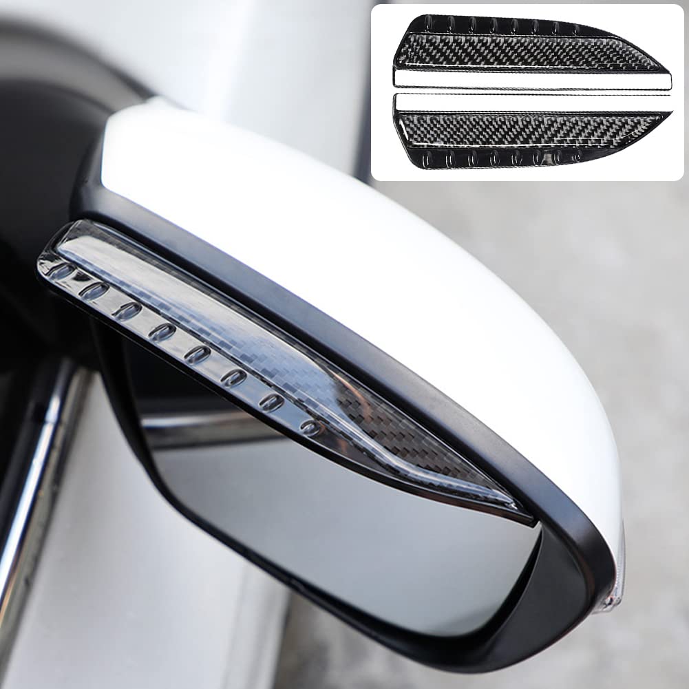 Bigens 2PCS Universal Car Rear View Mirror Rain Cover Sun Visor Eyebrow Carbon Fiber Side View Mirror Rain Guard Auto