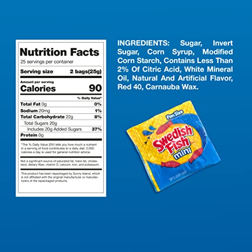 SWEDISH FISH Mini Gummy Candy, Individual Pouches Fun Size, 50 Count Pack