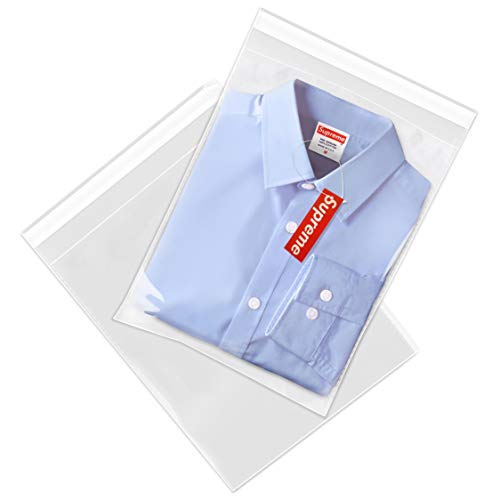SPARTAN INDUSTRIAL - 12" X 15" (200 Count) Crystal Clear Resealable Polypropylene Poly Bags for Packaging, Clothing & T Shirts - Self Seal & Reinforced