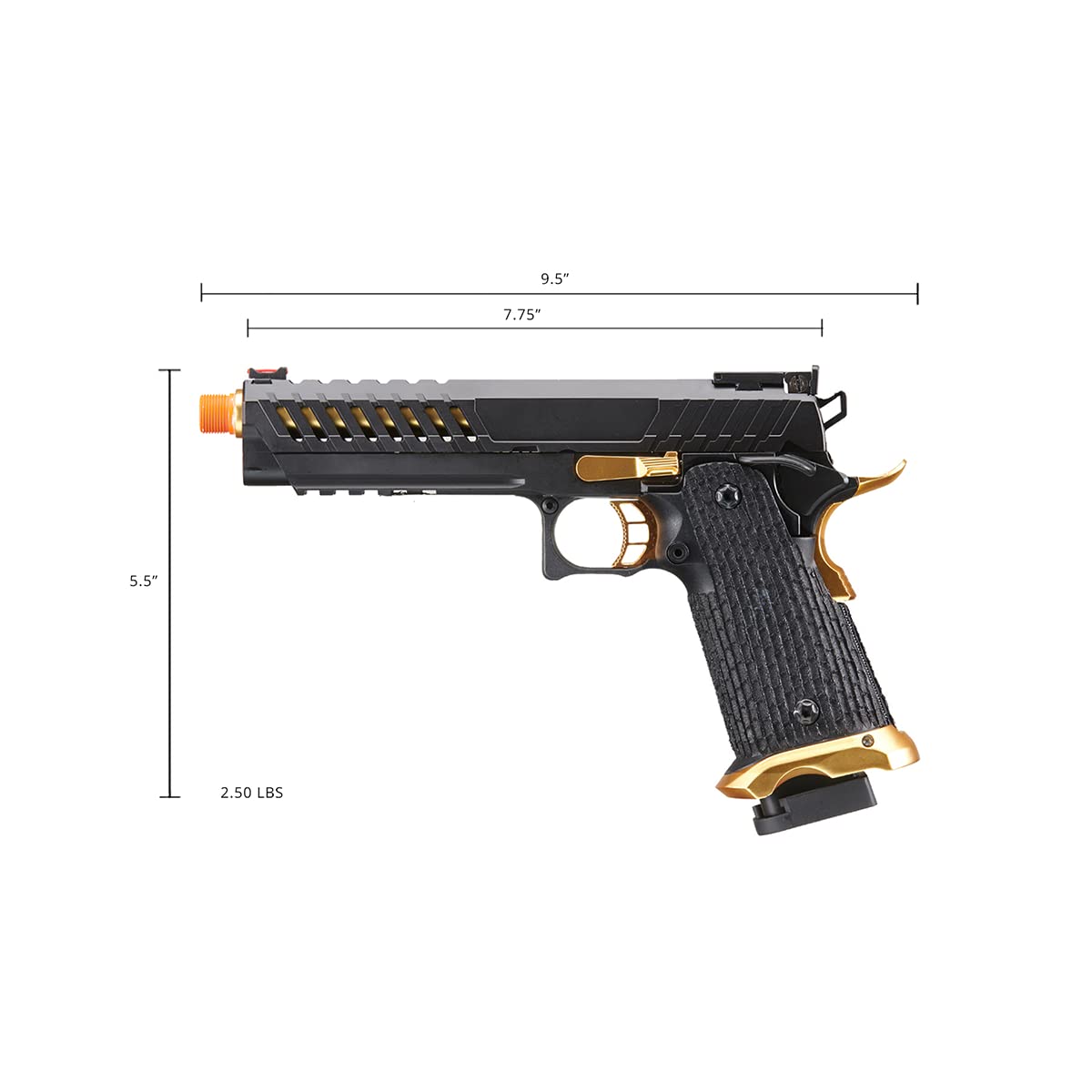Lancer Tactical Knightshade Hi-Capa Gas Blowback Full Metal Airsoft Pistol-330 FPS