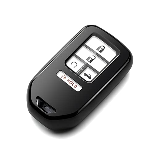 ZSPDACC compatible with Honda Key Fob Cover Black TPU Car Key case Holder Key chain Protector Compatible with Civic Accord Pilot Odyssey CR-V Clarity HR-V Insight Passport Ridgeline Accessories