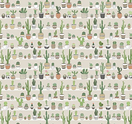 Stesha Party Cactus Wrapping Paper Plant Lover Gift - Folded Flat 30 x 20 Inch - 3 Sheets