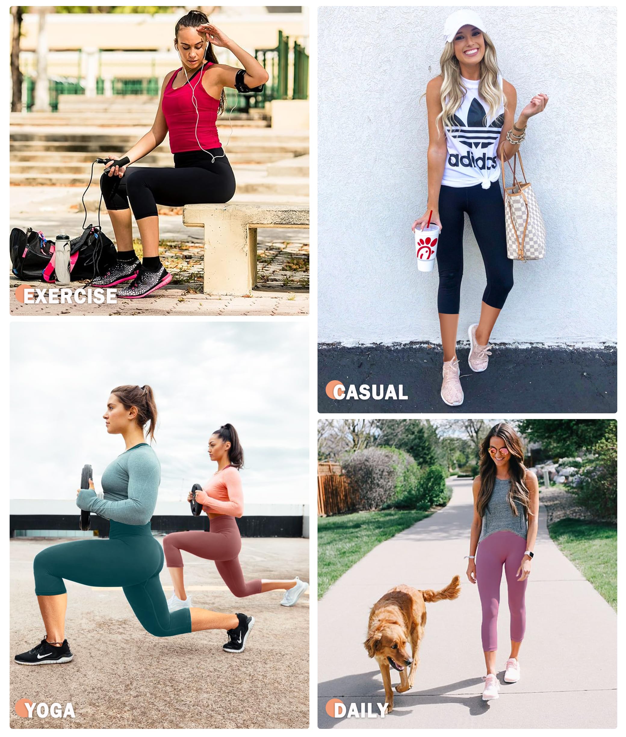 NEW YOUNG Capri Leggings with Pockets for Women High Waisted Workout Leggings Tummy Control Yoga Pants