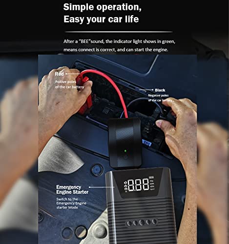 Usetify Car Battery Jump Starter with Tire Inflator Air Compressor Air Pump Inside [Fast Inflate 150PSI] [8800mAh Strong Power] for Car Motorcycle Bicycle Ball, 12V Emergency Auto Battery Booster