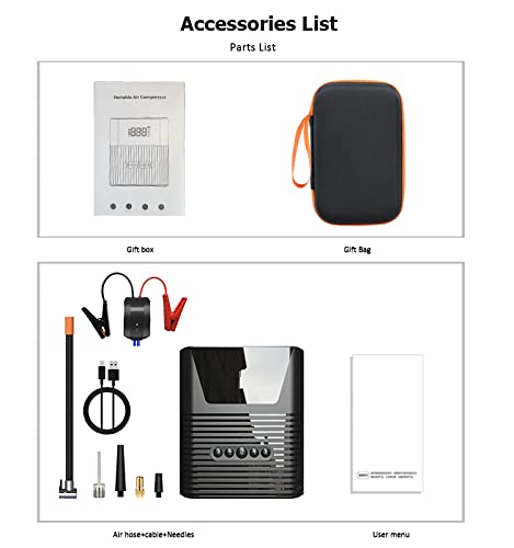 Usetify Car Battery Jump Starter with Tire Inflator Air Compressor Air Pump Inside [Fast Inflate 150PSI] [8800mAh Strong Power] for Car Motorcycle Bicycle Ball, 12V Emergency Auto Battery Booster