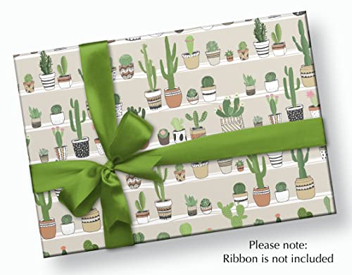Stesha Party Cactus Wrapping Paper Plant Lover Gift - Folded Flat 30 x 20 Inch - 3 Sheets