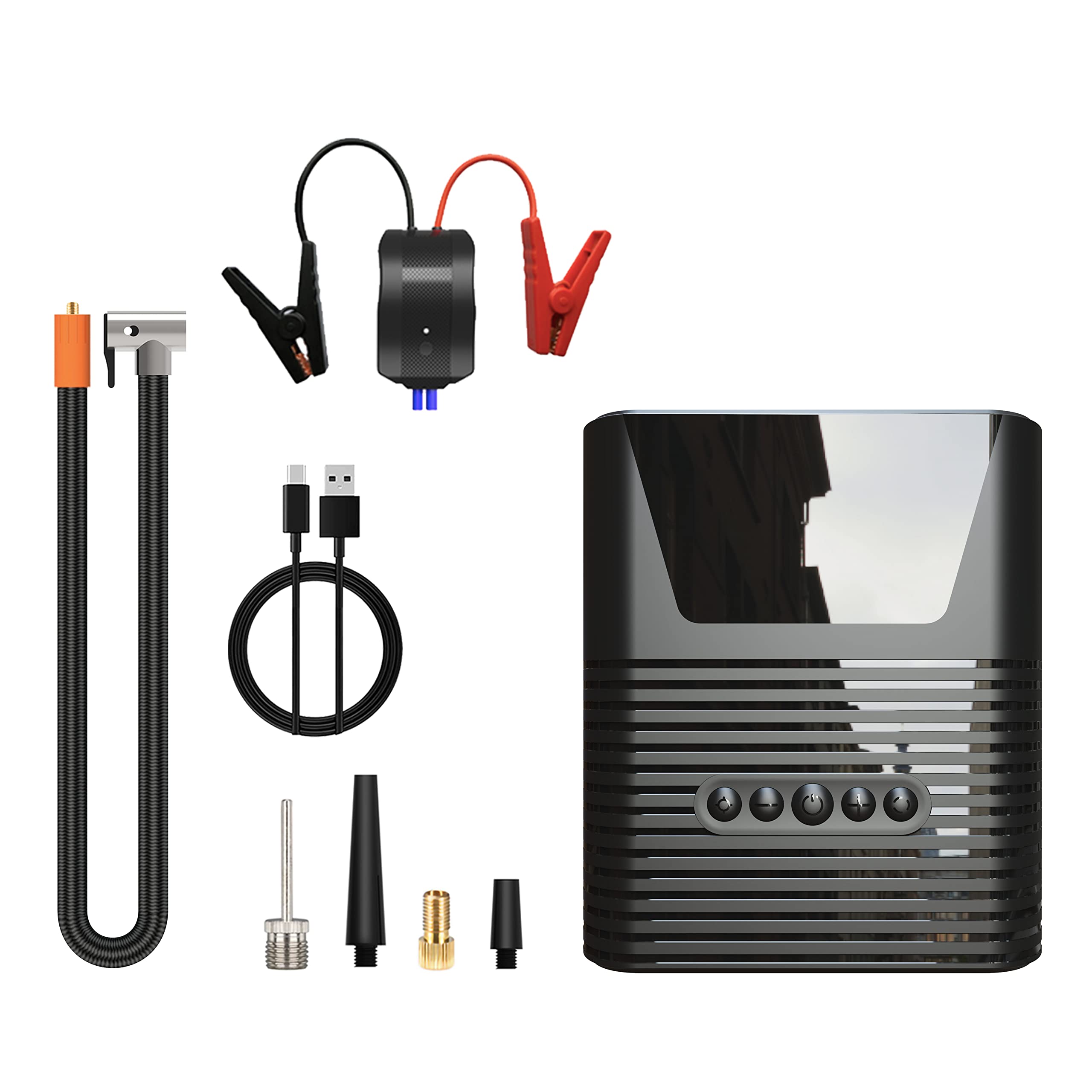 Usetify Car Battery Jump Starter with Tire Inflator Air Compressor Air Pump Inside [Fast Inflate 150PSI] [8800mAh Strong Power] for Car Motorcycle Bicycle Ball, 12V Emergency Auto Battery Booster