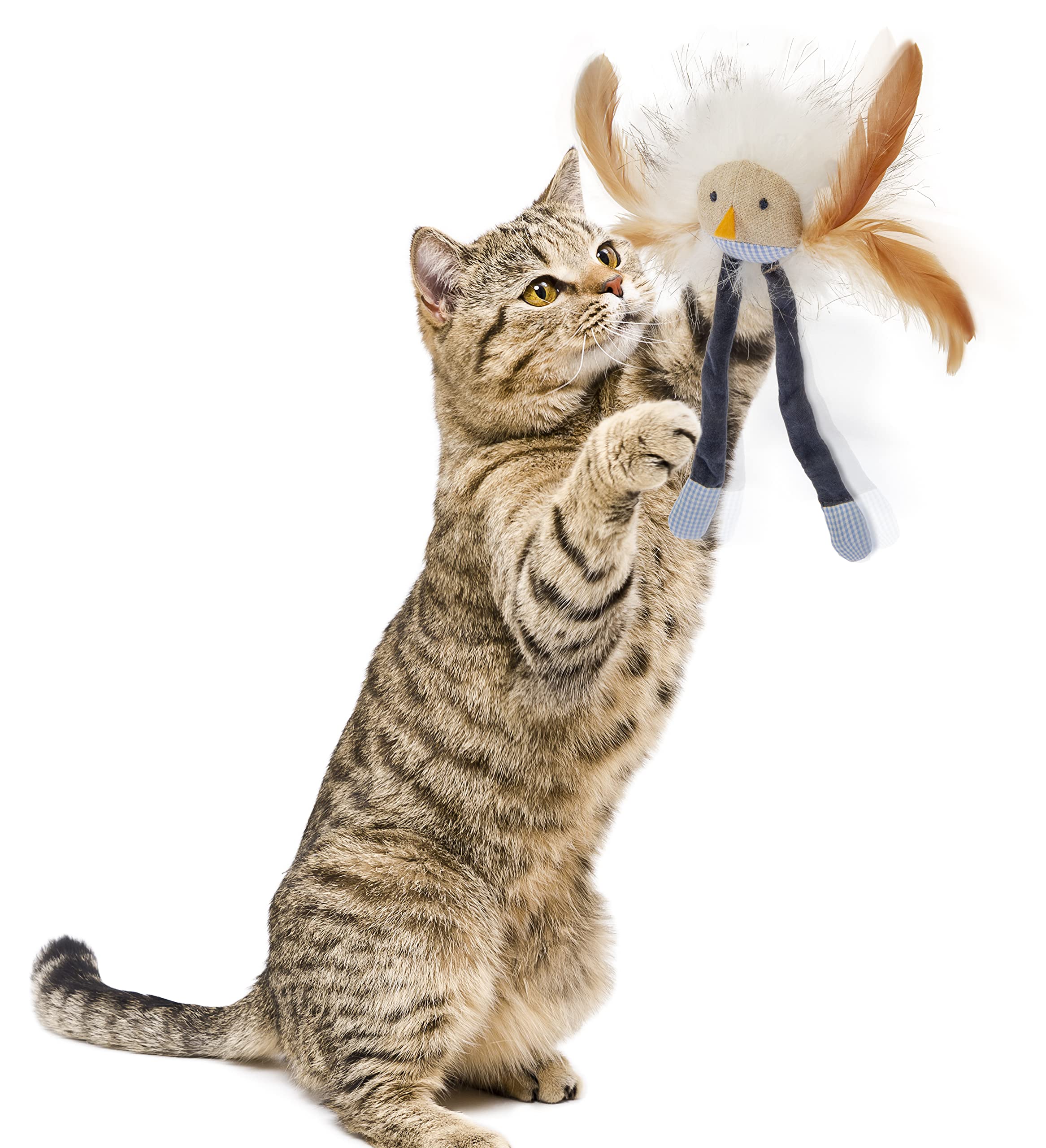 Petlinks HappyNip Leggy Loon Feather Cat Toy, Contains Silvervine & Catnip - Tan/Blue, One Size