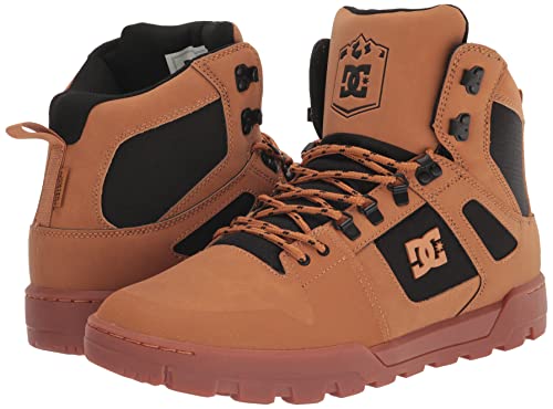 DC Men's Pure High-Top Water Resistant Boot Skate Shoe Snow, Wheat/Black, 12