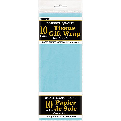 Unique Industries, Baby Blue, Tissue Gift Wraps-20" x 26", 10 Pcs, 10ct