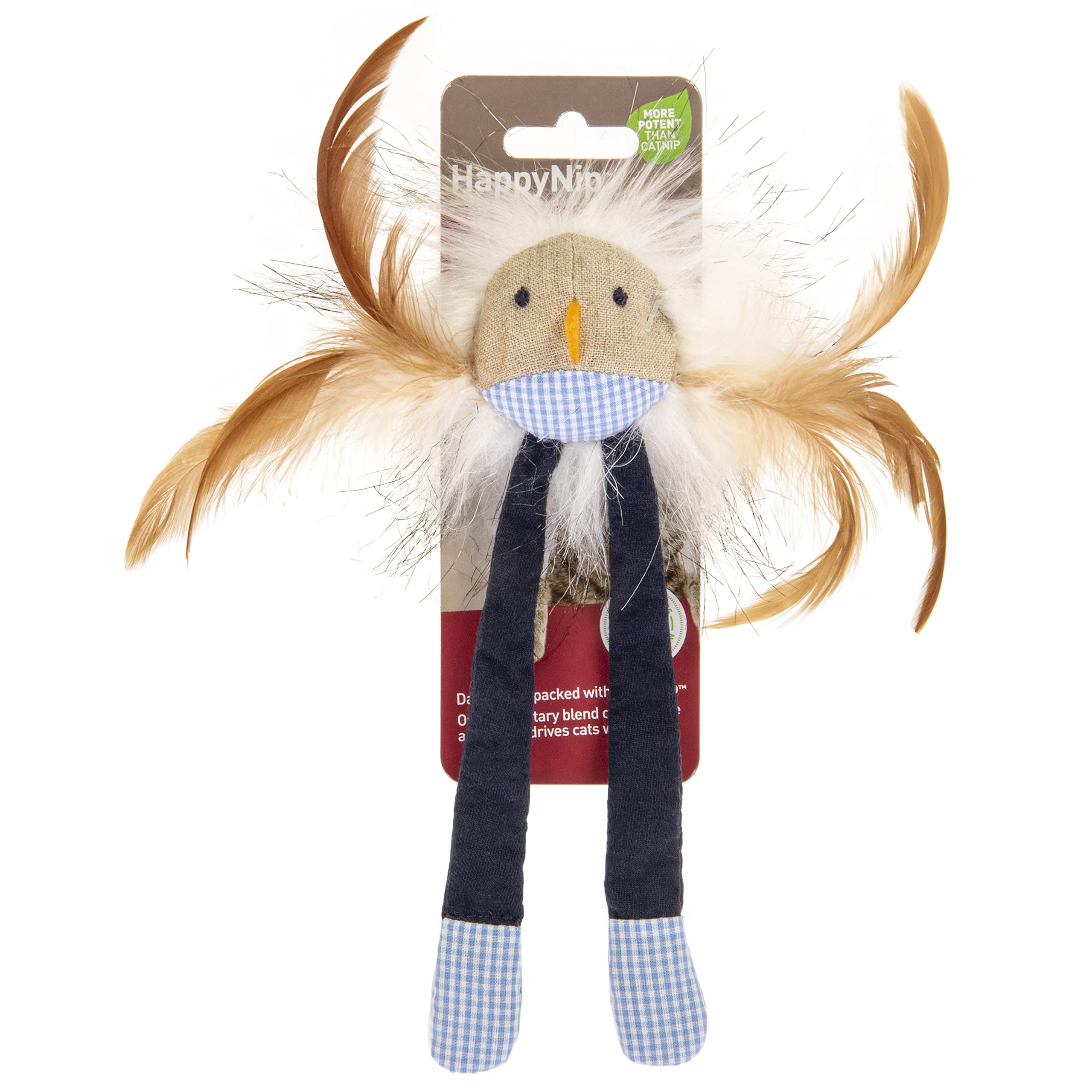 Petlinks HappyNip Leggy Loon Feather Cat Toy, Contains Silvervine & Catnip - Tan/Blue, One Size