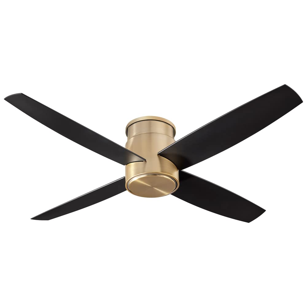 Oxygen 3-102-40 Oslo Hugger Close To Ceiling Fan Flush Mount 52 inch - Aged Brass - UL Damp Location Rated, Wall Control Included, LED Light Kit and Remote are Optional Accessories