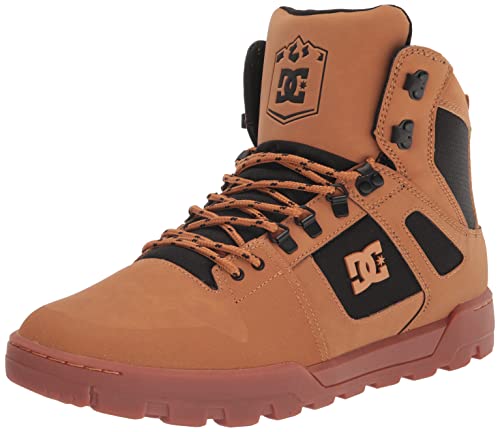 DC Men's Pure High-Top Water Resistant Boot Skate Shoe Snow, Wheat/Black, 12