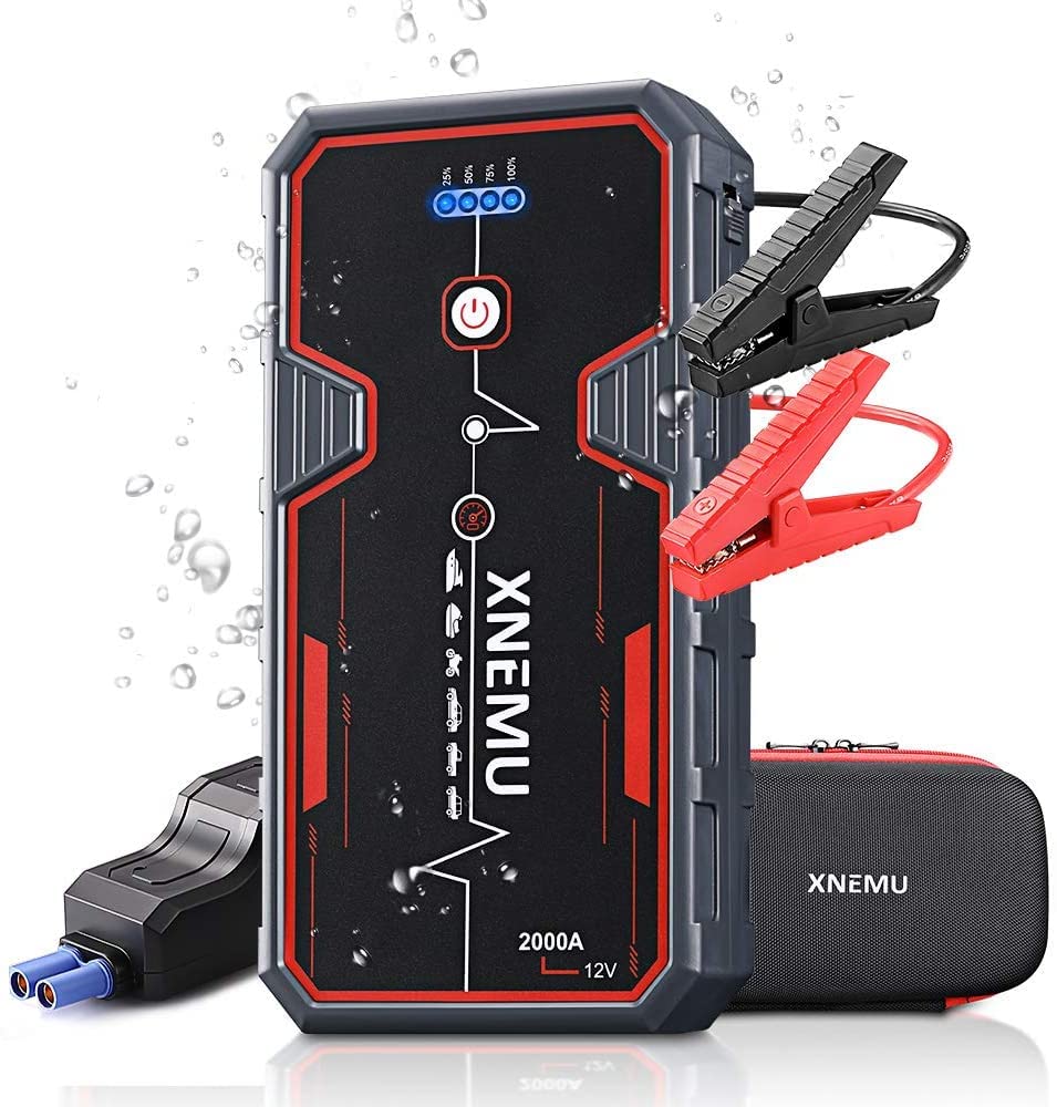 XNEMU Car Jump Starter, 2000A Peak 20000mAh (Up to 8.0L Gas or 6.5L Diesel Engine) 12V Auto Booster Battery Pack Jump Box with Quick Charger Smart Jump Cables