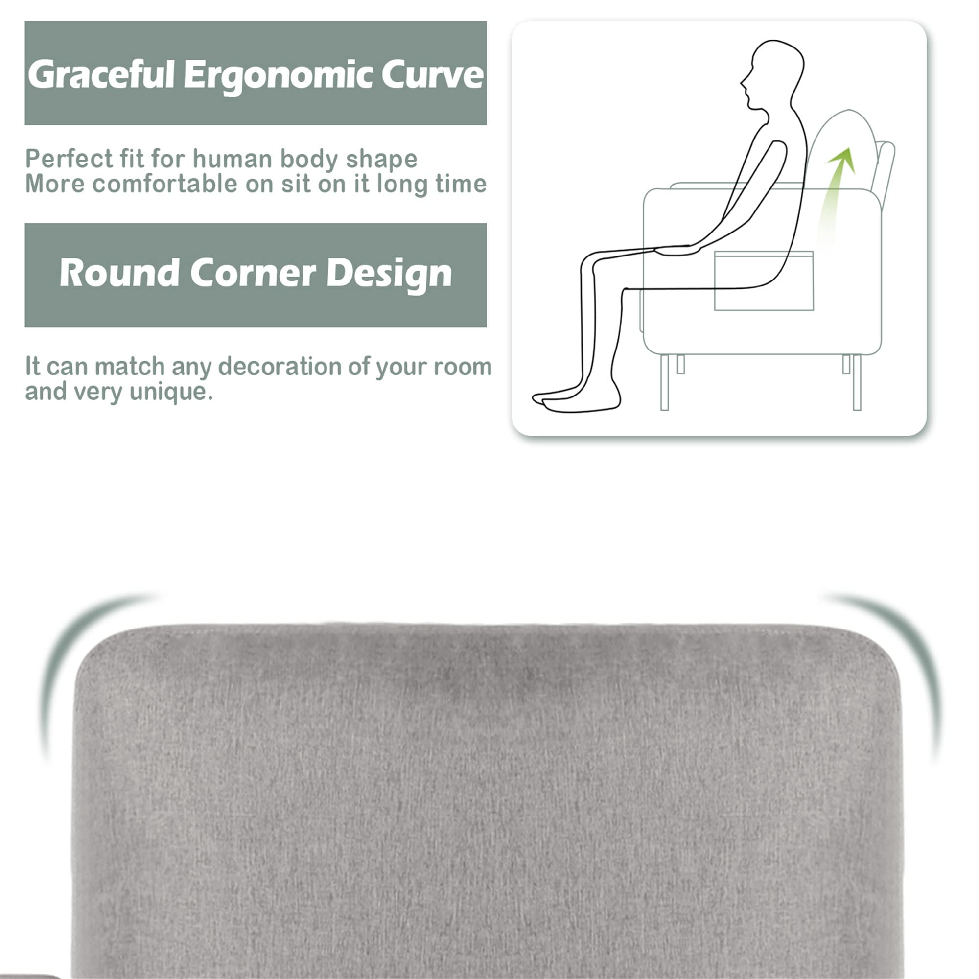 STHOUYN 2 Piece Upholstered Sectional Sofa Set Couches Sofas Living Room Furniture Sets, Loveseat with USB & Accent Chair, Grey Couch Bedroom Livingroom Apartment (2, Light Grey)