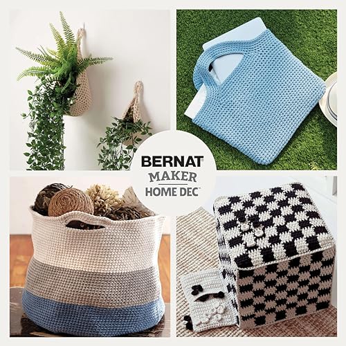 Bernat Maker Home Dec Black Yarn - 2 Pack of 250g/8.8oz - Cotton - 5 Bulky - 317 Yards - Knitting, Crochet, Crafts & Amigurumi