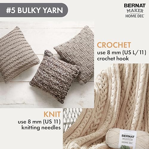 Bernat Maker Home Dec Black Yarn - 2 Pack of 250g/8.8oz - Cotton - 5 Bulky - 317 Yards - Knitting, Crochet, Crafts & Amigurumi