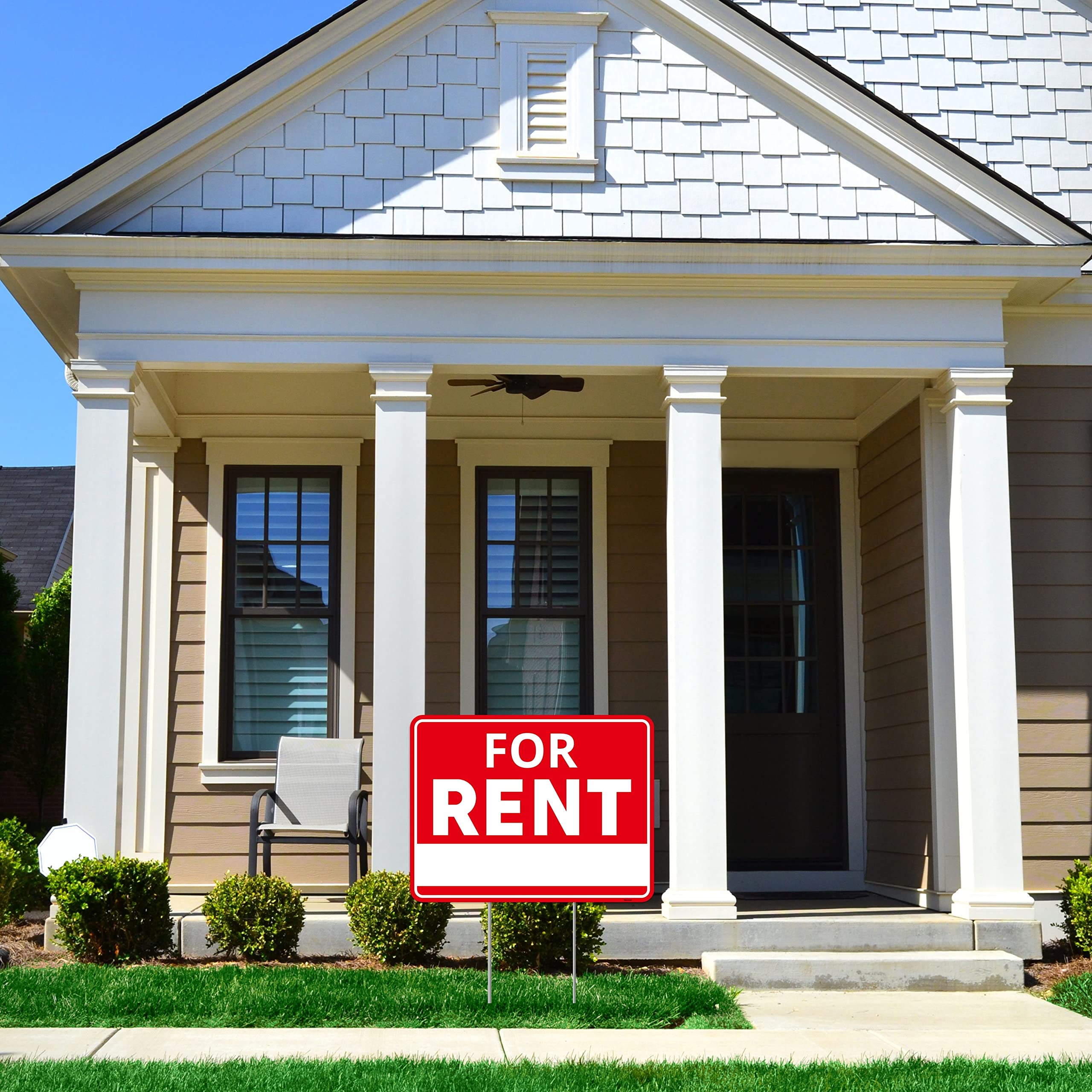 1PC For Rent Sign with Stand, 17 Inches by 13 Inches - Double Sided Signs - Corrugated Plastic - For Rent Yard Sign with Stake