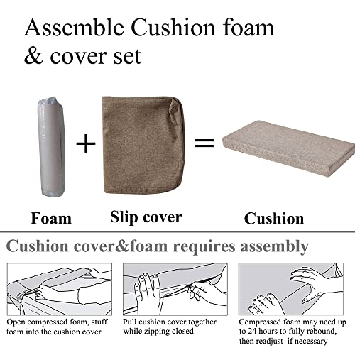 MICUSHION 36 x 14 inch Piano Bench Cushion for Indoor Shoe Storage Non Slip Picnic Bench Pad for Kitchen Dining Table Seat, Light Brown