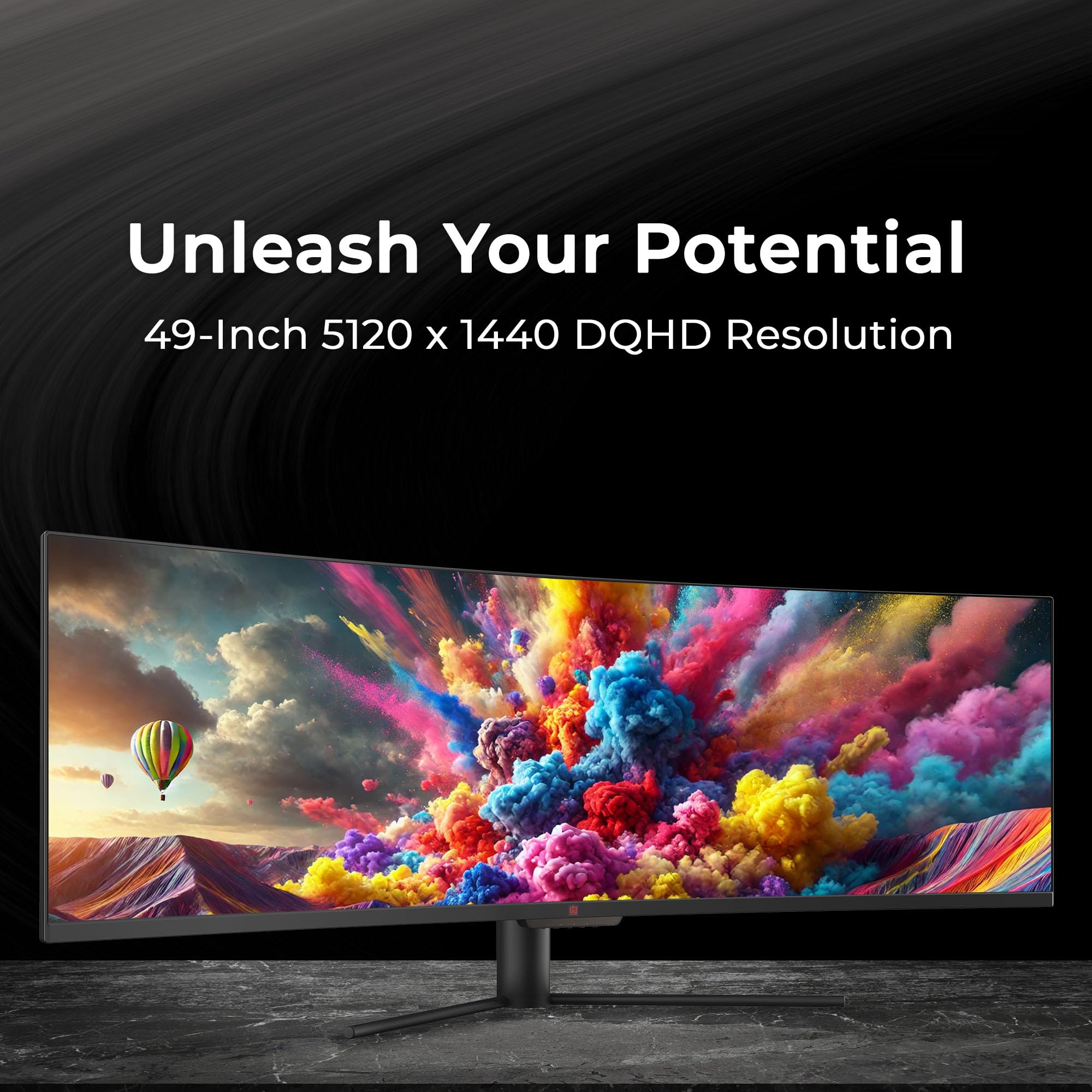 Deco Gear 49" Curved Ultrawide 5K Gaming Monitor, 32:9, 120 Hz, 101% NTSC 100% sRGB, Adjustable, Home Office and Entertainment Workstation