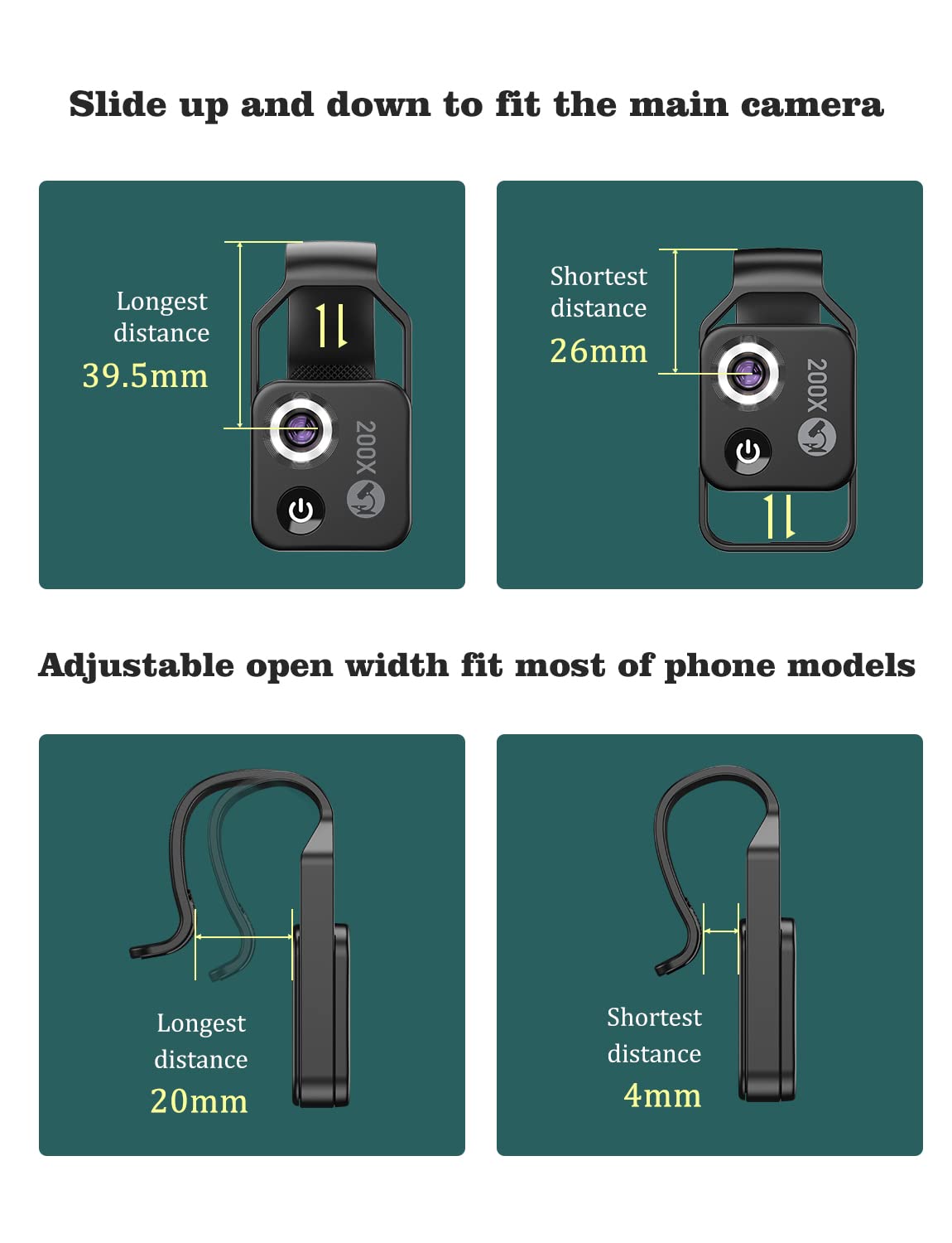 Phone Microscope with CPL Lens/LED Light, Nano Zoom 200X Pocket Microscope Camera Attachment with Universal Clip for Most iPhone/Andriod Phone - The Best Gift to Enjoy Microworld for Kids and Adults
