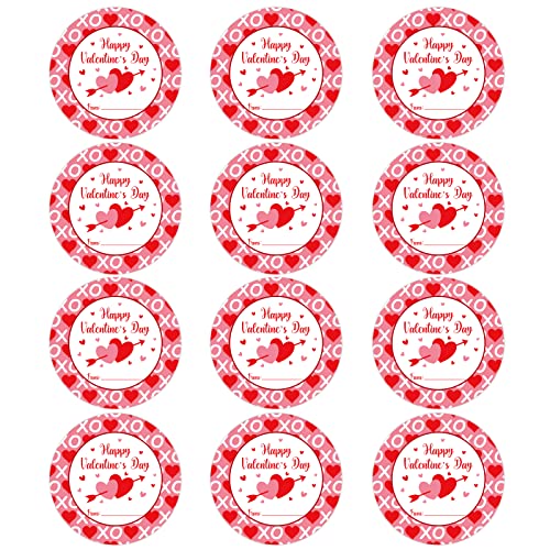 WaaHome 36pcs Pink Valentines Day Stickers Labels, 1.5" Happy Valentine's Day Gift Tags Gift Labels Present Stickers for Gift Wrap Box Decorations Card Envelope Seals Party Favors Supplies