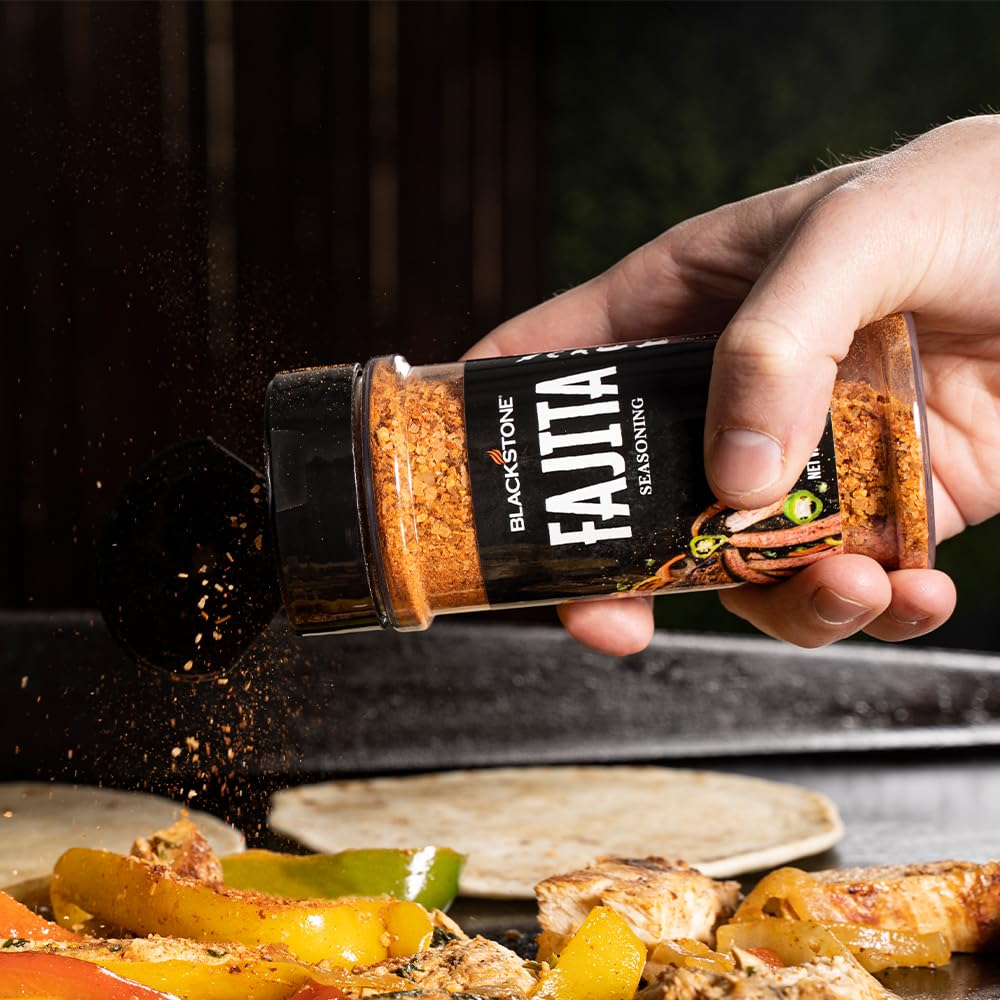 Blackstone 4230 Fajita Powder for Veggies, Chicken, Beef, Poultry, Steaks, Fries-Authentic Mexican Taste with Paprika, Cumin, and Garlic, All-Purpose Griddle Seasoning Mix, 6.2 Oz, Multicolored