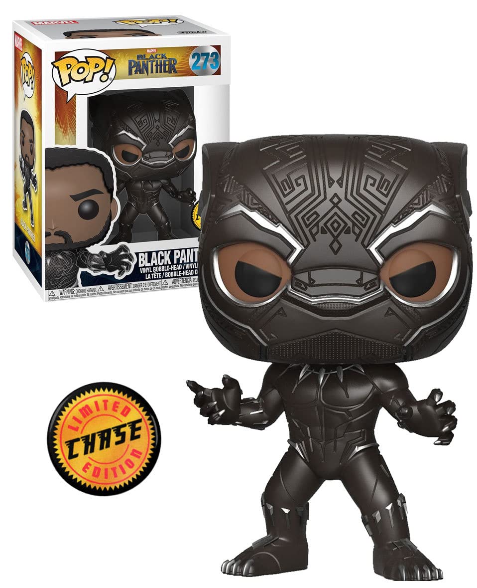 POP Marvel: Black Panther - Masked Black Panther Edition Chase Funko Pop! Vinyl Figure (Bundled with Compatible Pop Box Protector Case), Multicolored, 3.75 inches