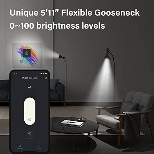 WYZE LED Floor Lamp for Bedroom Office Living Room with Timer Stepless Adjustable Brightness 4000K Standing Light with Remote & APP Control Reading Floor Lamps