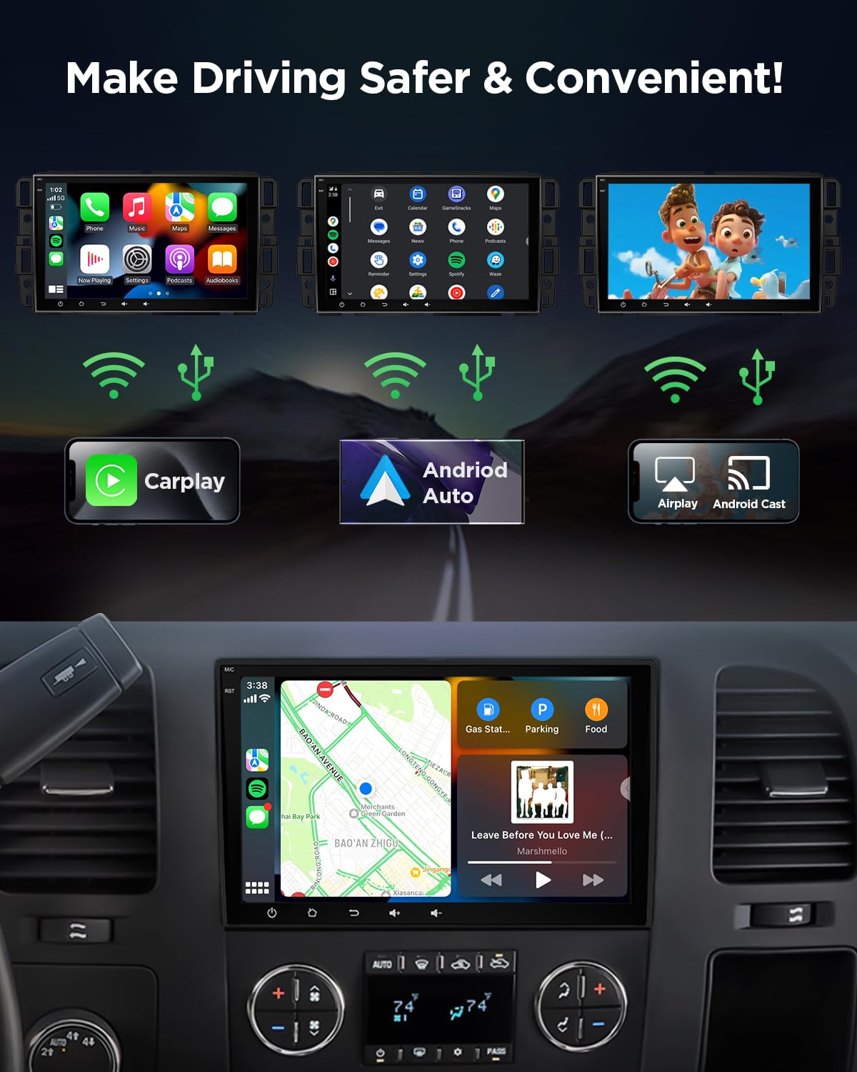 Eonon CarPlay & Android Auto Car Stereo Receiver, Android 10.0 Car Stereo 2+32GB Car Radio, Compatible with Chevrolet/GMC/Buick-8 Inch-Q80SE