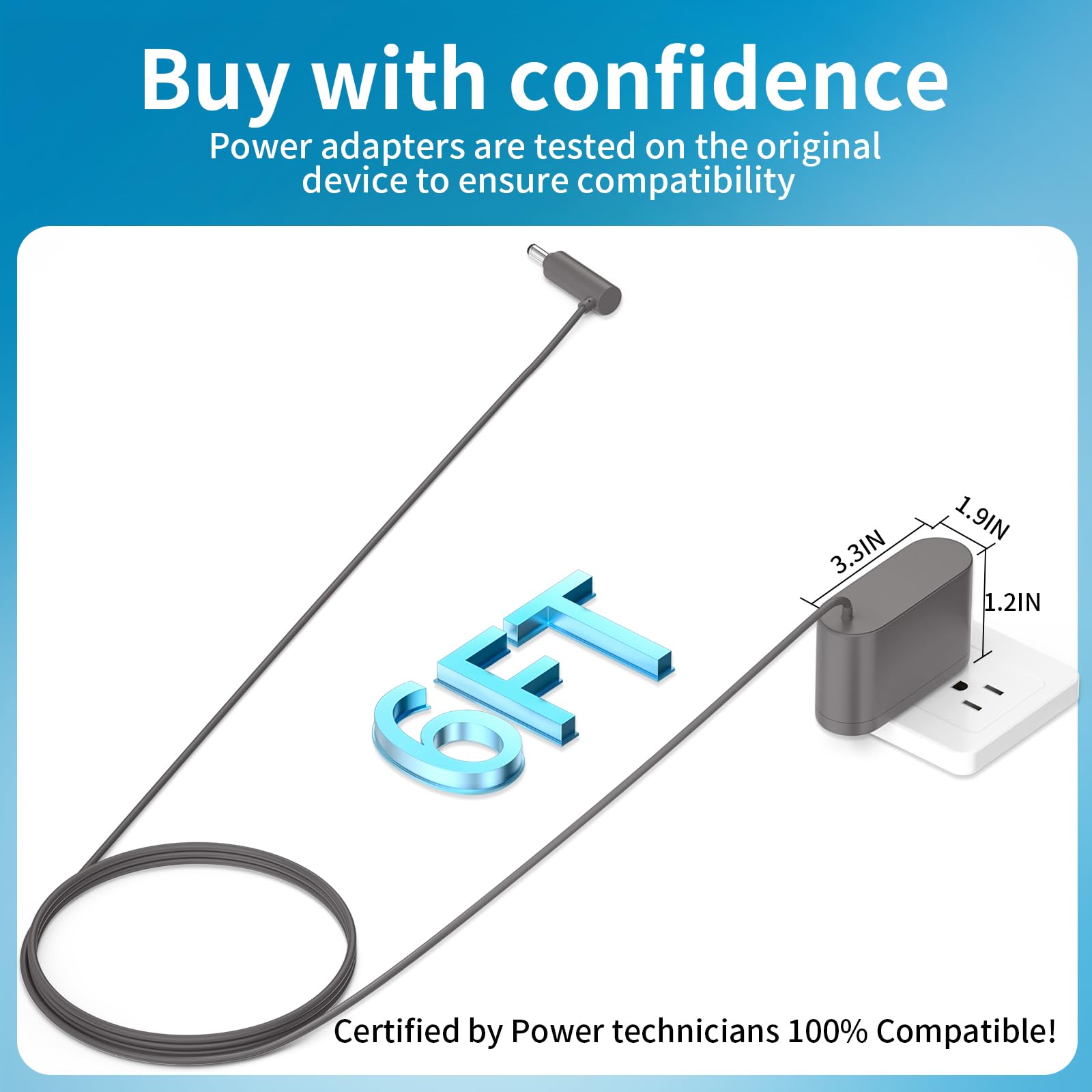 Power Cord for Dyson Vacuum Cleaner V6 V7 V8 DC58 DC59 DC61 DC62 SV03 SV04 SV06 SV07 ord Free-Handhelds Stick Vacuum Charger Model# 205720-02 Output:26.1V-780mA