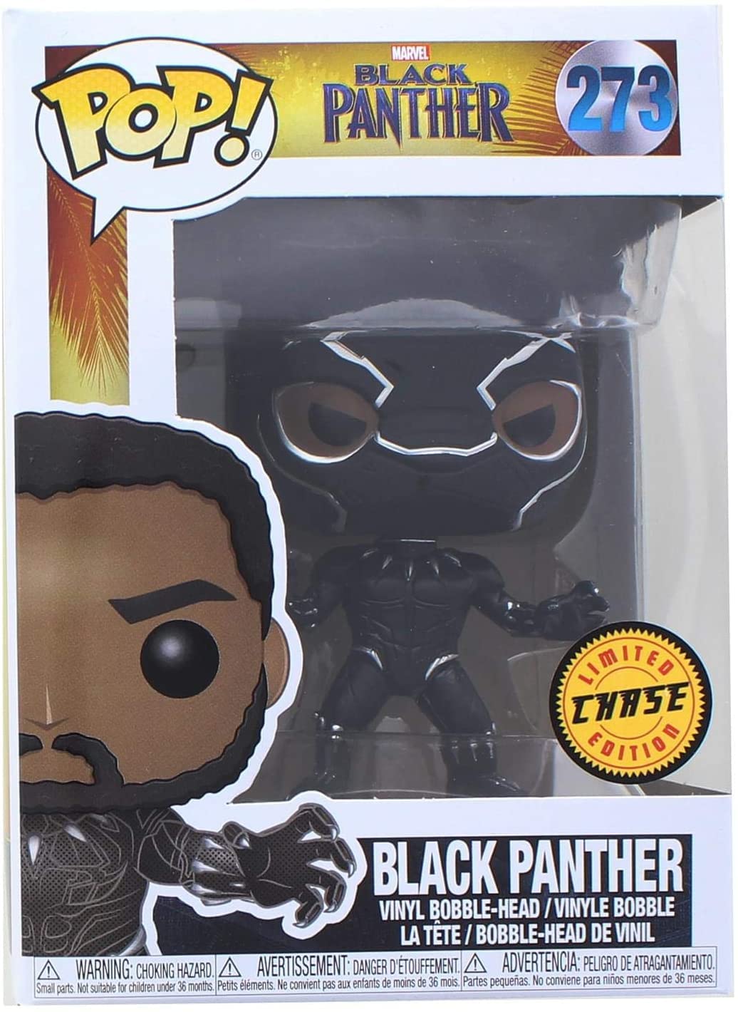 POP Marvel: Black Panther - Masked Black Panther Edition Chase Funko Pop! Vinyl Figure (Bundled with Compatible Pop Box Protector Case), Multicolored, 3.75 inches