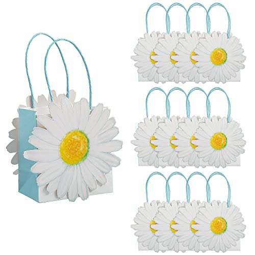 6" x 6" Medium Daisy Kraft Paper Gift Bags - 12 Pieces