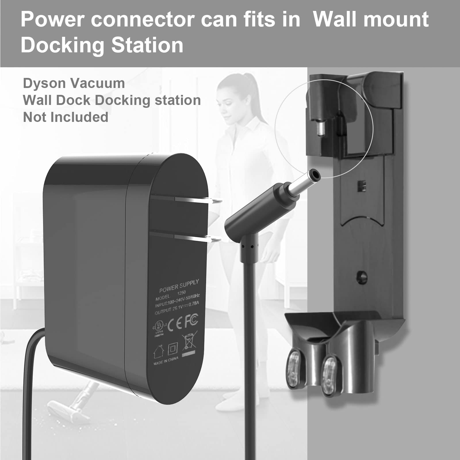 Power Cord for Dyson Vacuum Cleaner V6 V7 V8 DC58 DC59 DC61 DC62 SV03 SV04 SV06 SV07 ord Free-Handhelds Stick Vacuum Charger Model# 205720-02 Output:26.1V-780mA