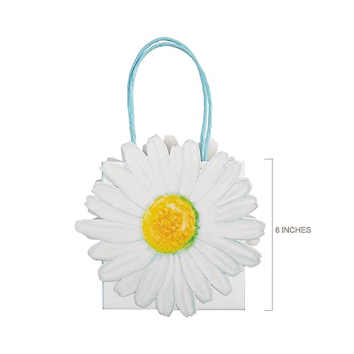 6" x 6" Medium Daisy Kraft Paper Gift Bags - 12 Pieces
