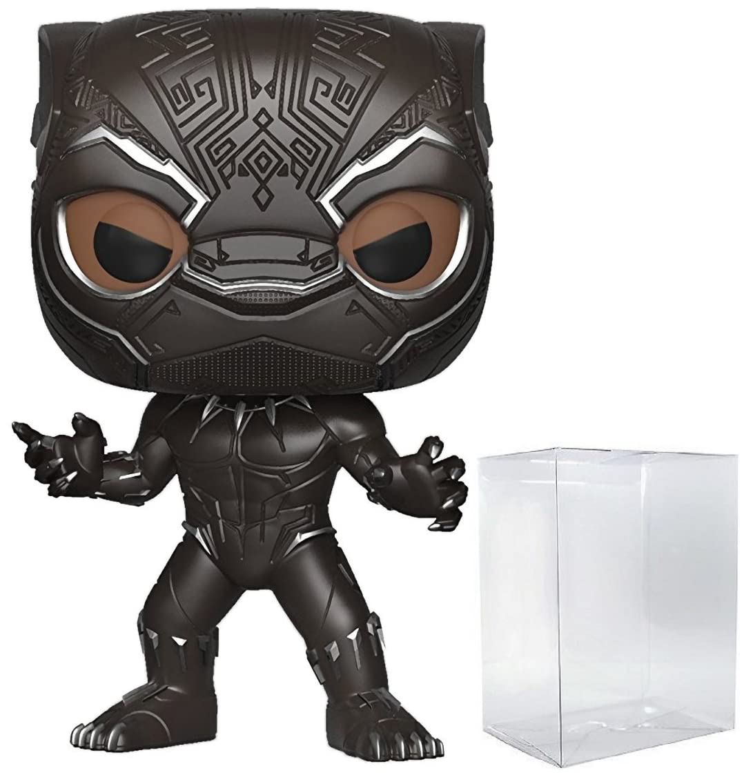 POP Marvel: Black Panther - Masked Black Panther Edition Chase Funko Pop! Vinyl Figure (Bundled with Compatible Pop Box Protector Case), Multicolored, 3.75 inches