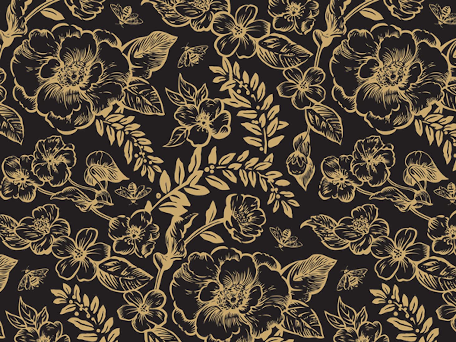 Black and Tan Floral Tissue Paper for Gift Bags, Boxes and Crafts Gift Bags 24 Printed Sheets 20 Inches X 30 Inches (TIMELESS FLORAL)