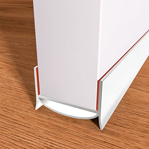 Door Draft Stopper, Strong Adhesive Door Sweep for Exterior and Interior Doors, Cuttable Under Door Seal 39” Length(White)
