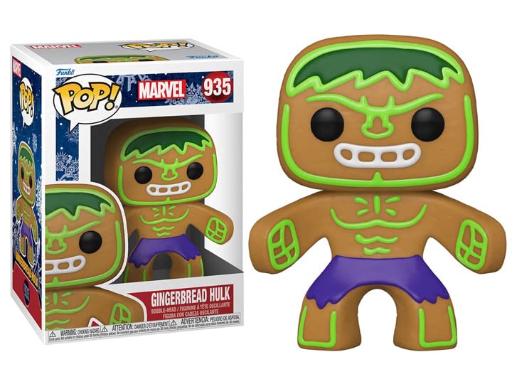 POP Marvel: Holiday - Gingerbread Hulk Funko Vinyl Figure (Bundled with Compatible Box Protector Case), Multicolored, 3.75 inches