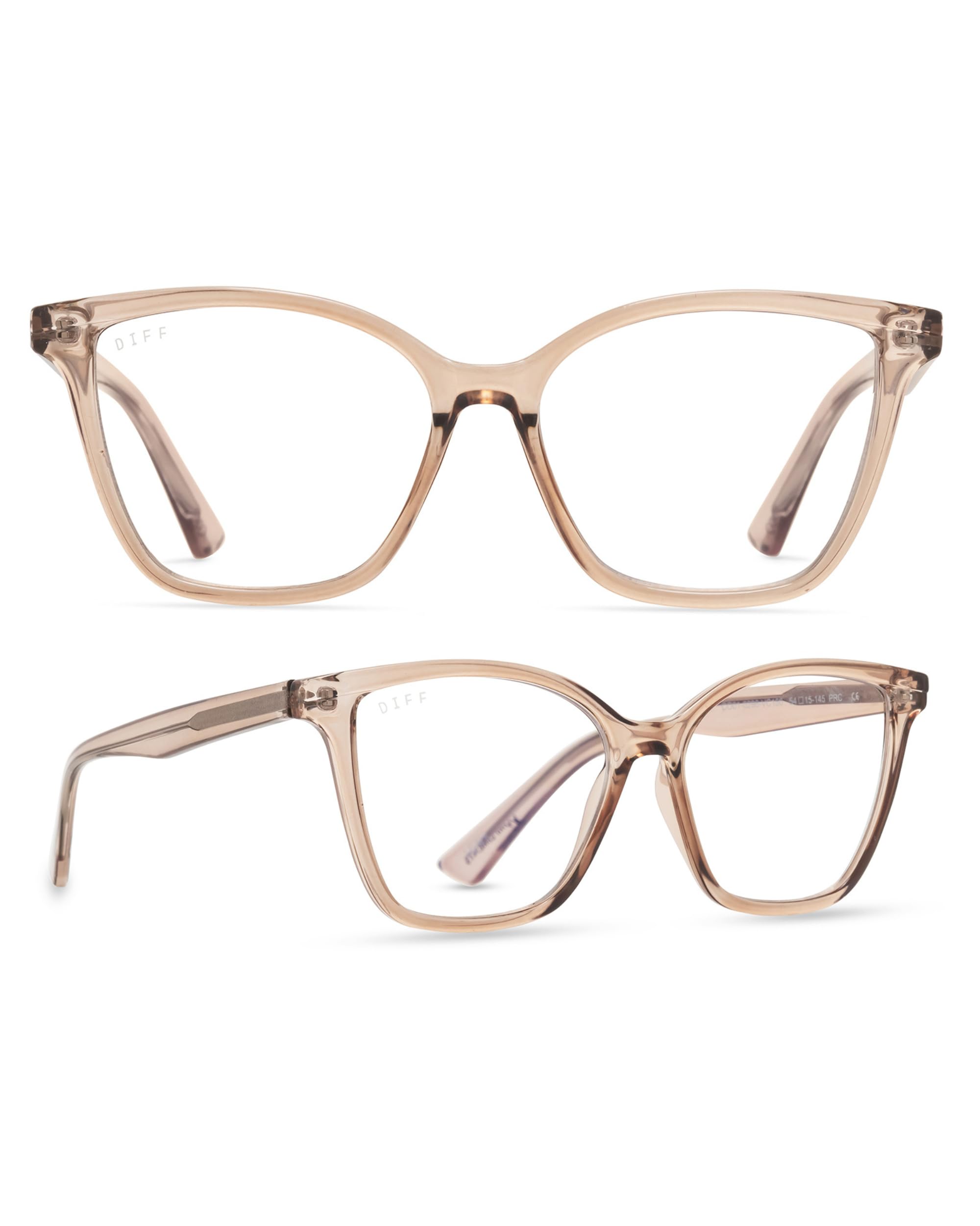 DIFF Reading glasses for Women, Lightweight Oversized Readers Leah 1.75 designer blue light glasses with magnification, Vintage Crystal