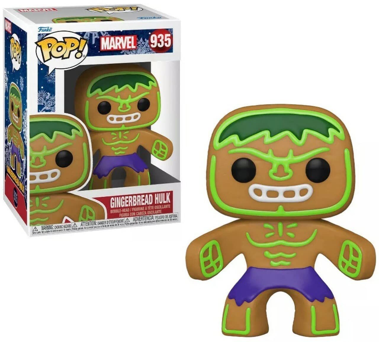 POP Marvel: Holiday - Gingerbread Hulk Funko Vinyl Figure (Bundled with Compatible Box Protector Case), Multicolored, 3.75 inches