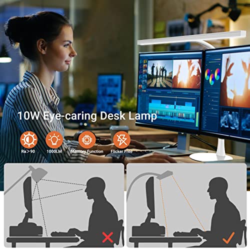 BZBRLZ LED Desk Lamp, Architect Clamp Desk Lamps for Home Office, Computer Desk Lamp with 3 Color Modes, and Stepless Dimming Sewing Lamp with Memory Function