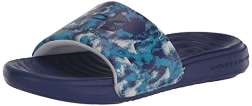 Under Armour Boys' Ansa Graphic Fixed Strap, (106) White/Sonar Blue/Sonar Blue, 5, US