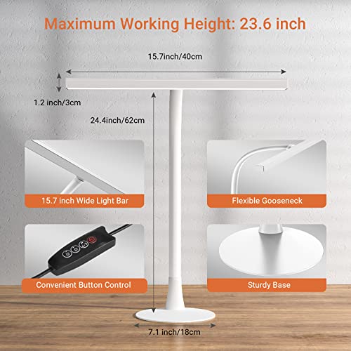 BZBRLZ LED Desk Lamp, Architect Clamp Desk Lamps for Home Office, Computer Desk Lamp with 3 Color Modes, and Stepless Dimming Sewing Lamp with Memory Function