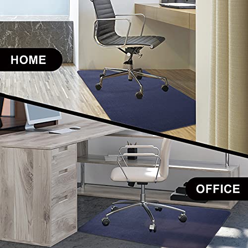 SHIEN Edging Office Chair Mat for Hardwood&Title Floor, 55"x35" Computer Gaming Rolling Chair Mat for Home Office Hardwood Floor, Anti-Slip Low Pile Under Desk Rug, Large Floor Protector (Navy Blue)