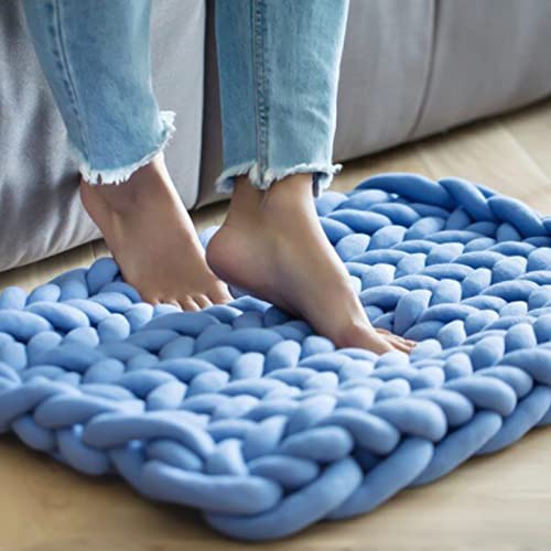 Arm Knitting Yarn for Chunky Braided Knot Throw Blanket DIY, Soft Extra Cotton Washable Tube Bulky Giant Yarn for Weave Craft Crochet (Navy Blue 2.2lb)