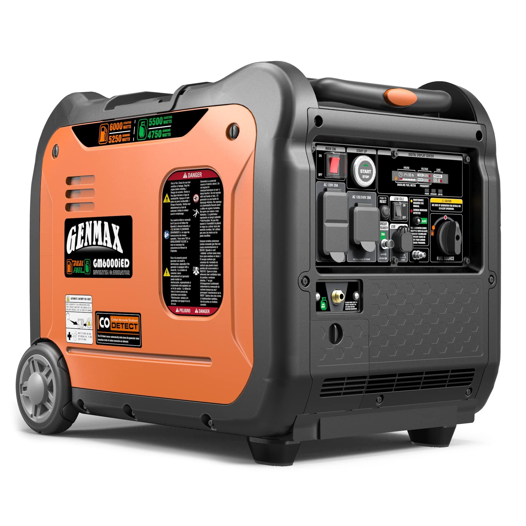GENMAX Portable Generator, 6000W Super Quiet Dual Fuel Portable Engine with Remote/Electric Start, Ultra Lightweight for Backup Home Use & Camping Travel Outdoor .EPA Compliant(GM6000iED)