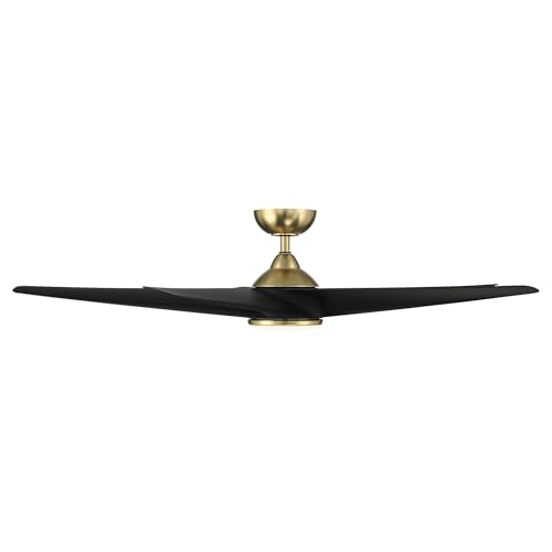 WAC Smart Fans Viper Indoor and Outdoor 5-Blade Smart Home Ceiling Fan 60in Soft Brass Matte Black with 3000K LED Light Kit and Remote Control works with Alexa and iOS or Android App