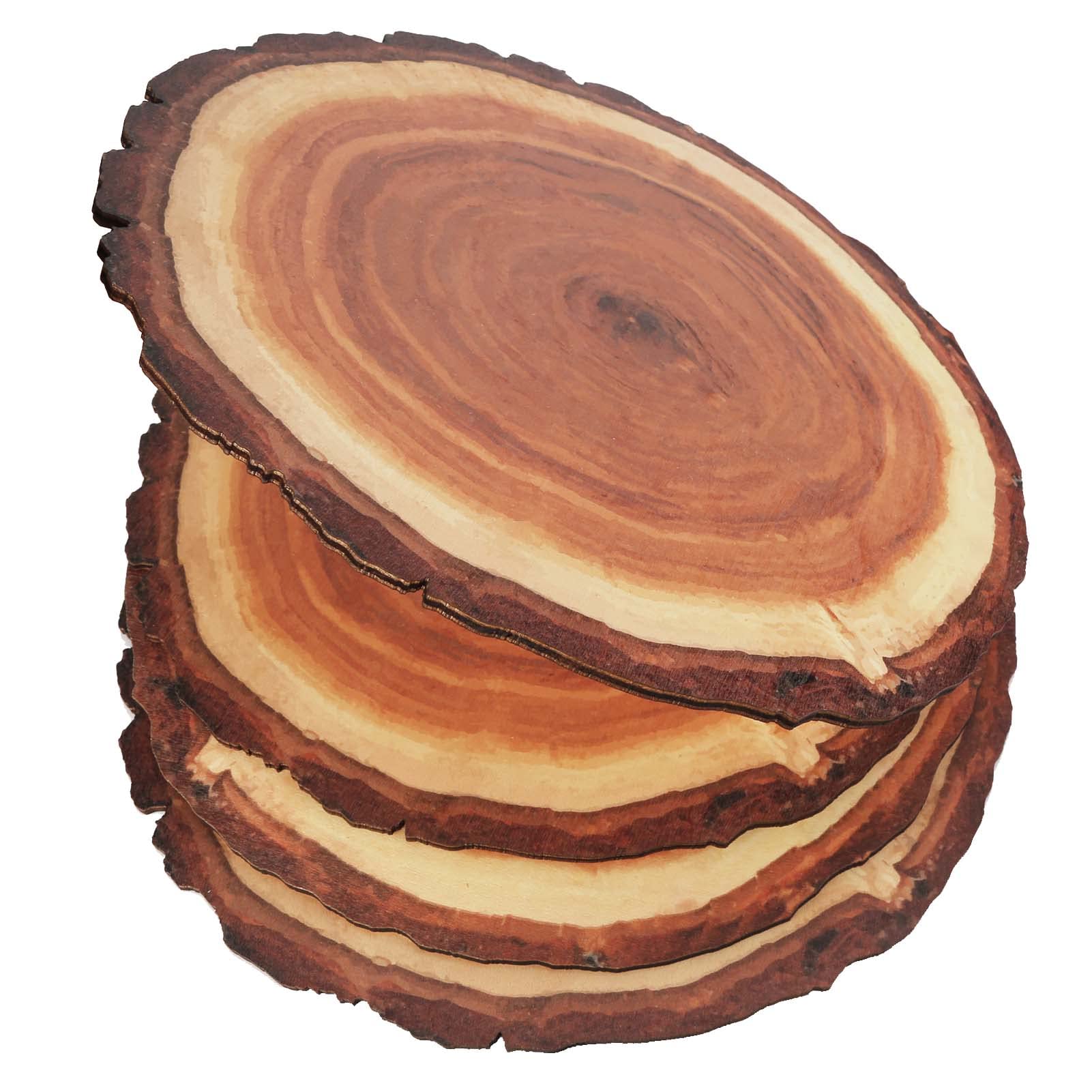 Pllieay 4 Pack 12 Inch x 5MM Artificial Thin UV Printed Round Plywood, Imitative Wood Slices Place Mats for Wedding Centerpiece, Table Centerpieces and Other DIY Decoration Projects